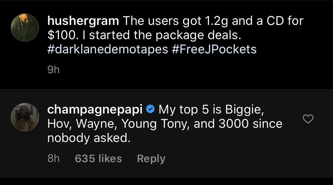 Drake shares his top five rappers of all time