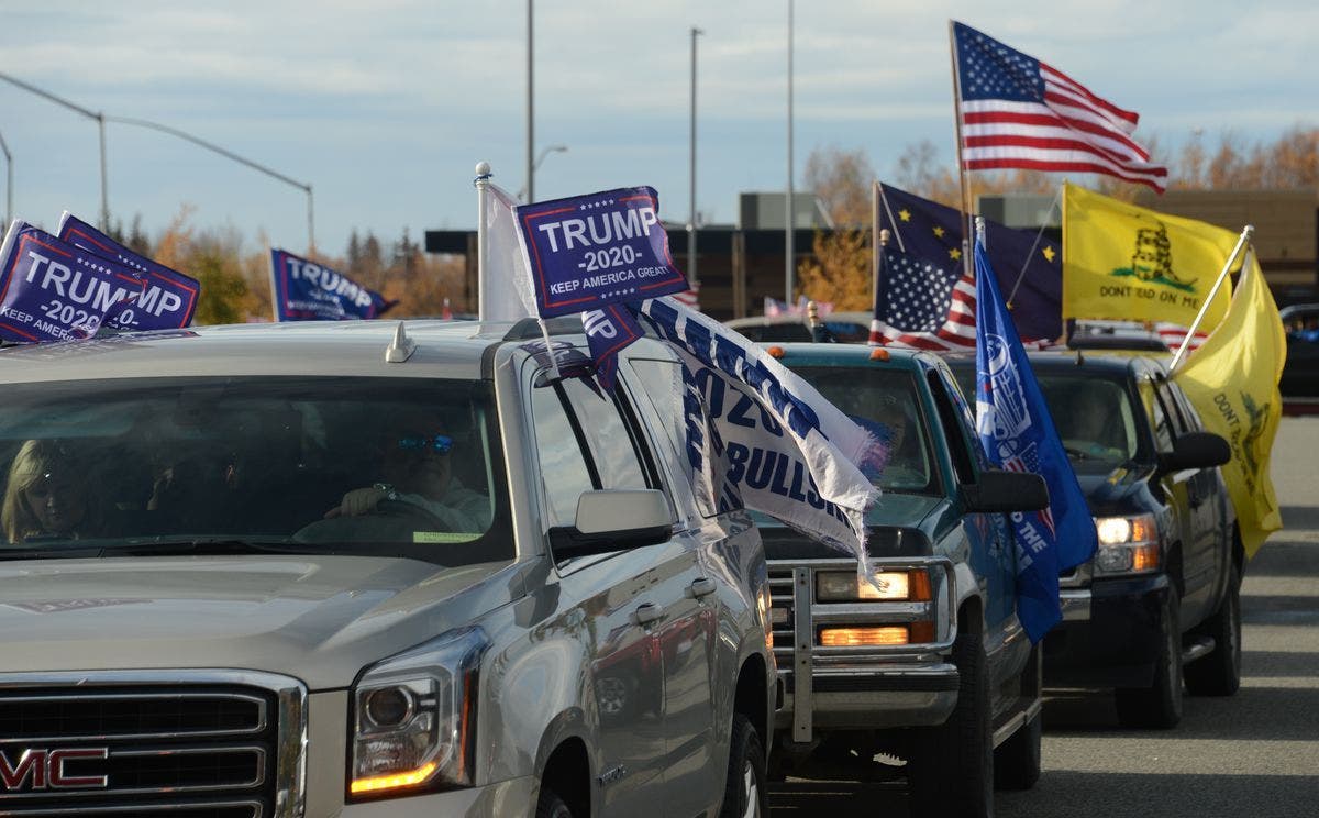 Trump supporters surround Biden-Harris campaign bus on freeway