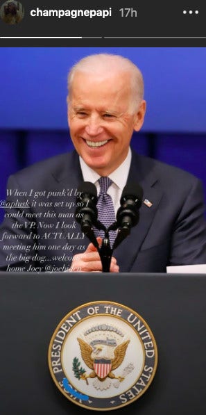 Drake congratulates Joe Biden and Kamala Harris for winning the election