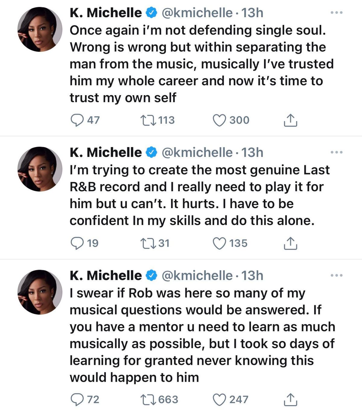 K. Michelle says it “hurts” to make music without the help of R. Kelly