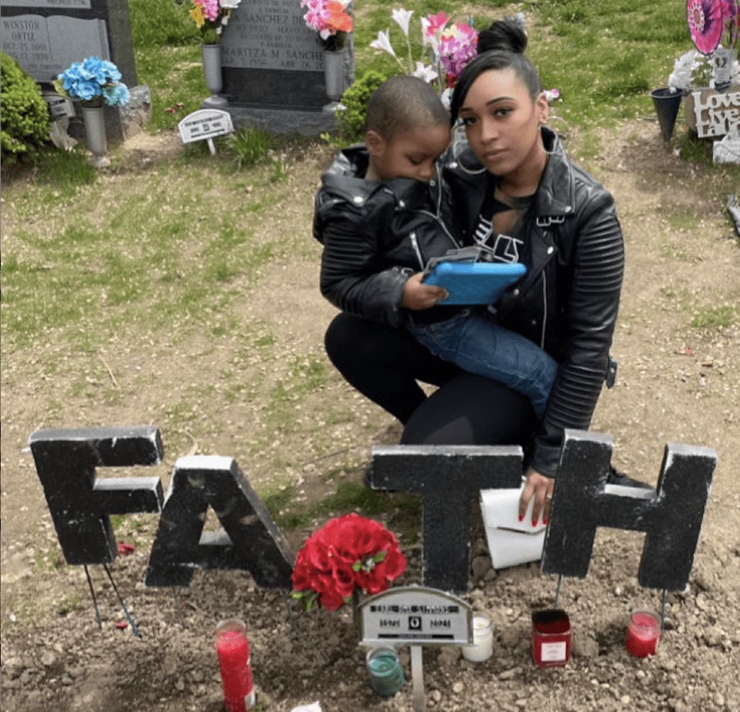 DMX’s fiancée and son Exodus visit his grave on Mother’s Day
