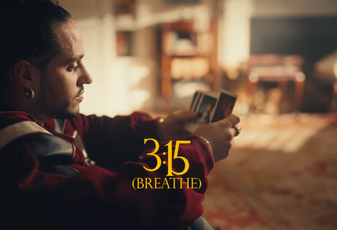 Russ circles back to deliver his “3:15 (Breathe)” video