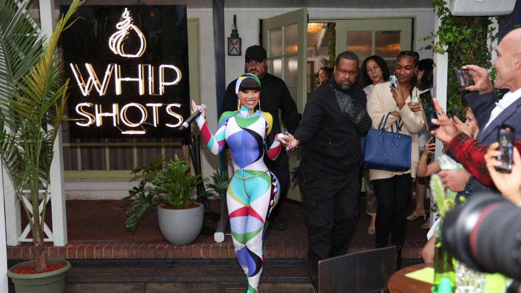 Cardi B serves up a look and cocktails at Santa Monica party